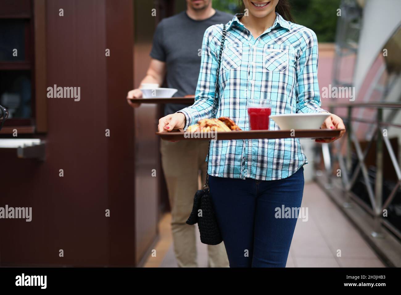 Couple meet cafeteria hi-res stock photography and images - Alamy