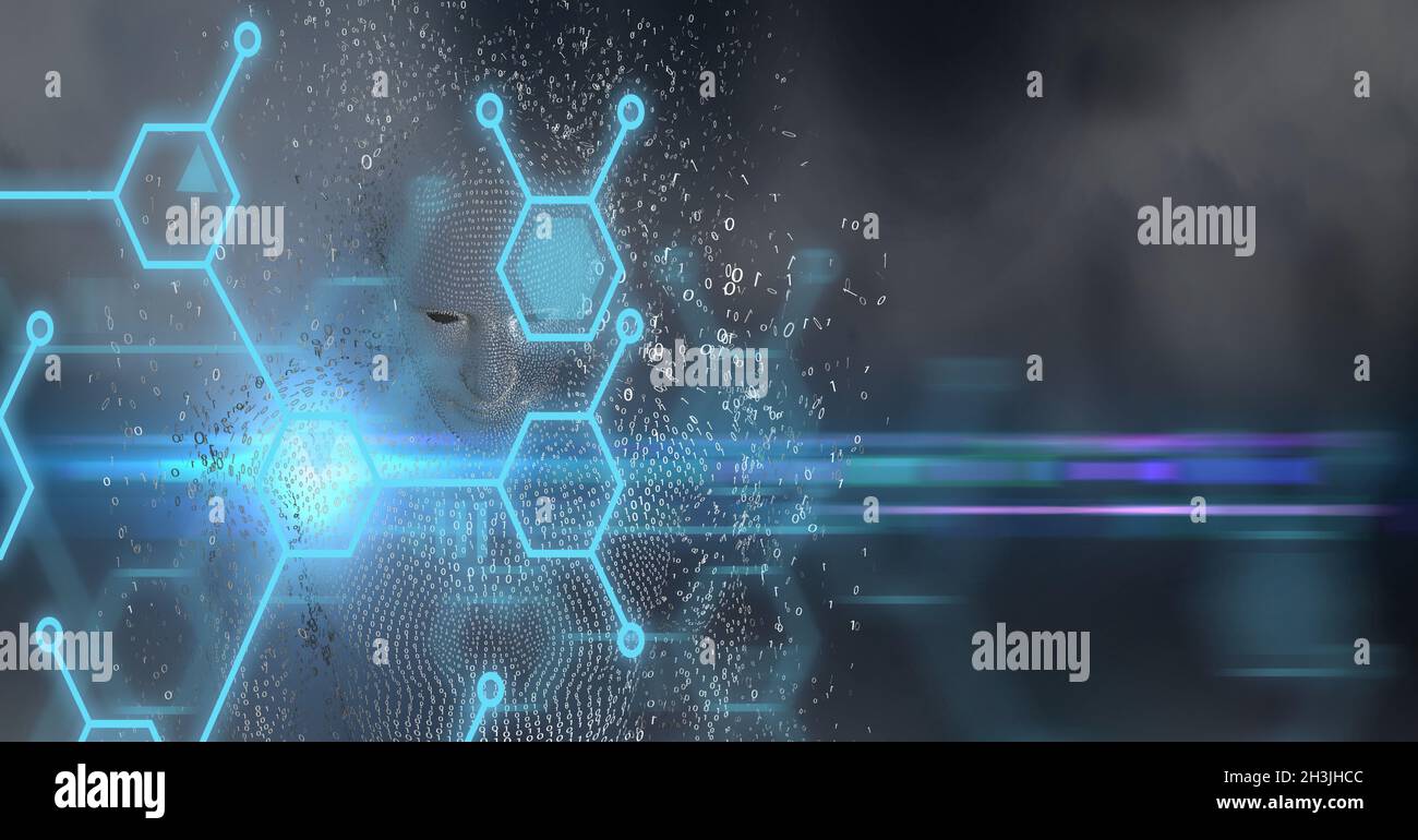 3d rendered depiction of a male digital cyborg avatar with ai and big ...