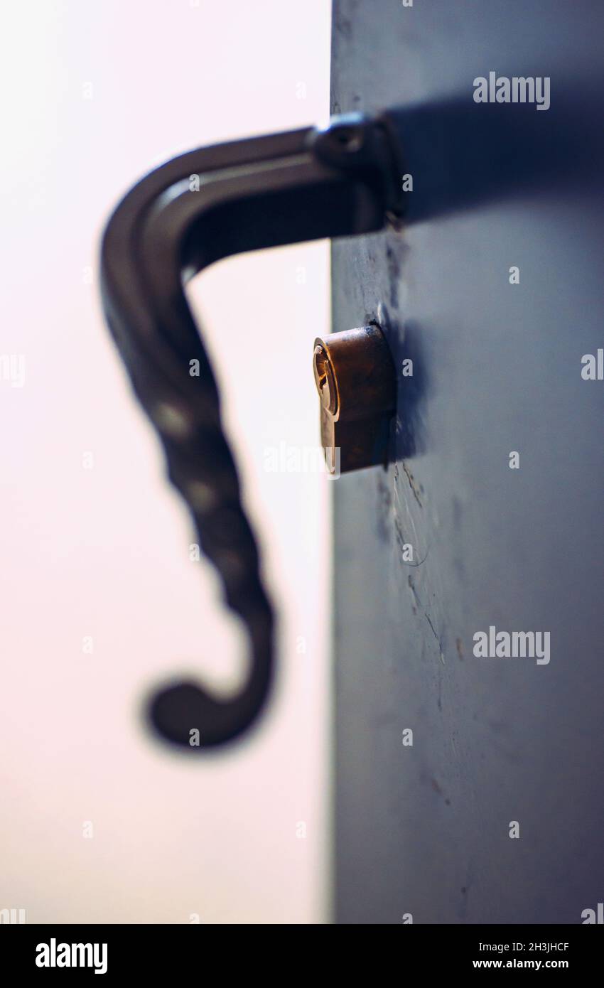Closeup metallic door handle hi-res stock photography and images - Alamy