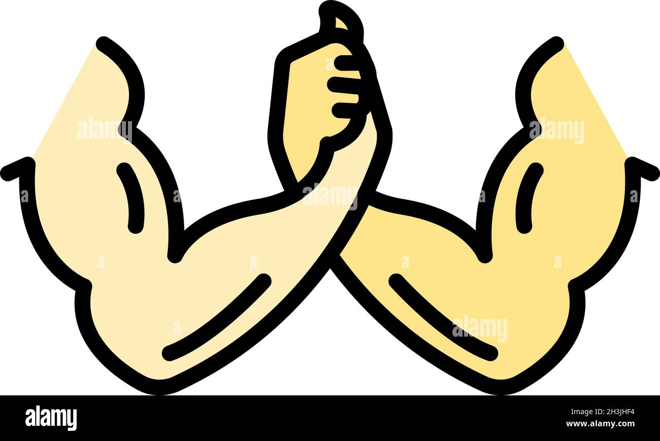 Arm wrestling icon. Outline arm wrestling vector icon color flat ...