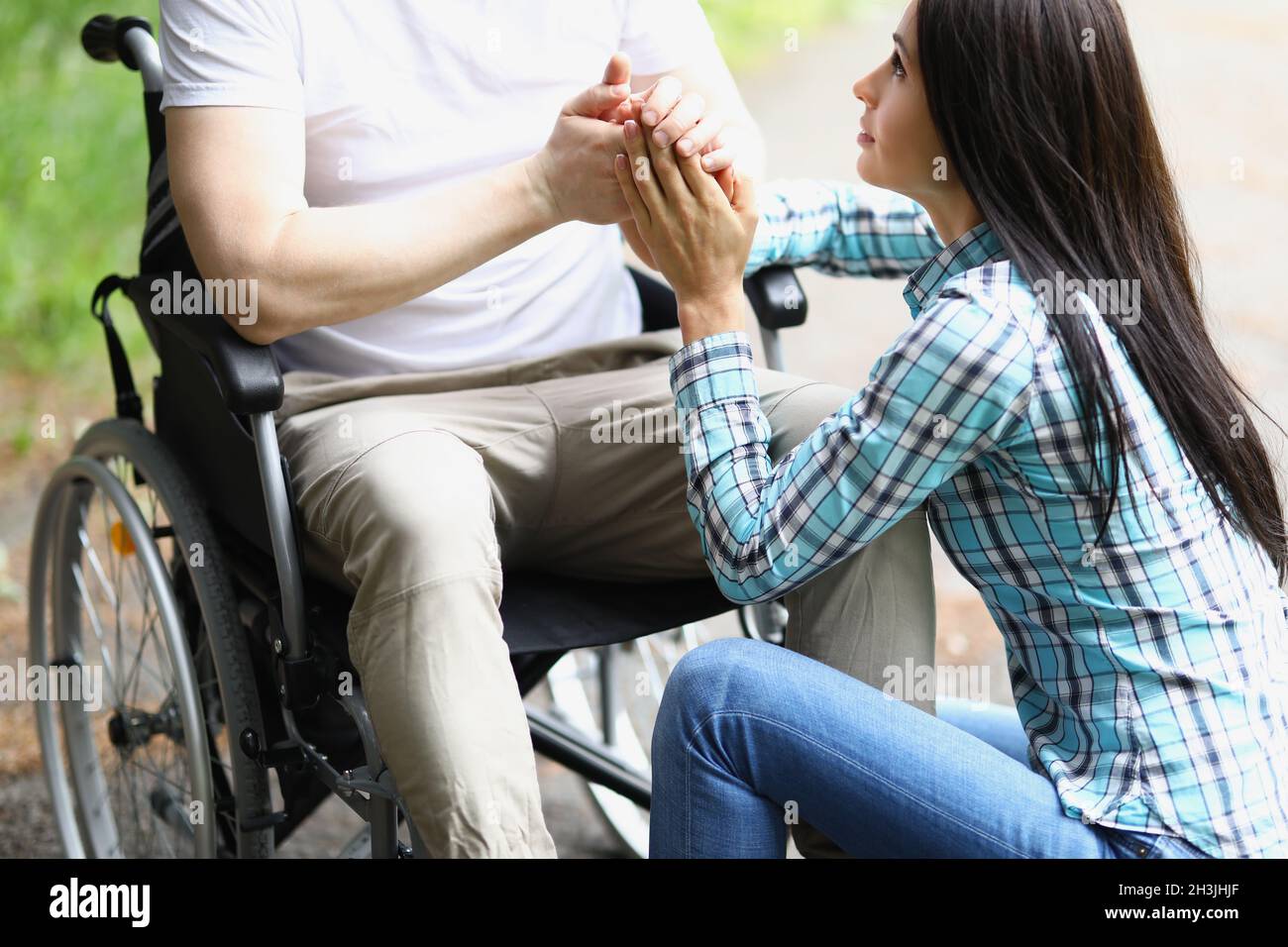 Warm and supportive talk outdoors Stock Photo - Alamy