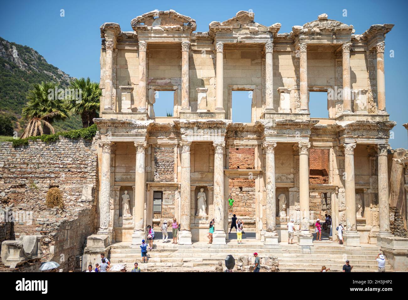 EPHESUS, TURKEY - AUG 01: visitors in Curetes street on August 01, 2014 ...