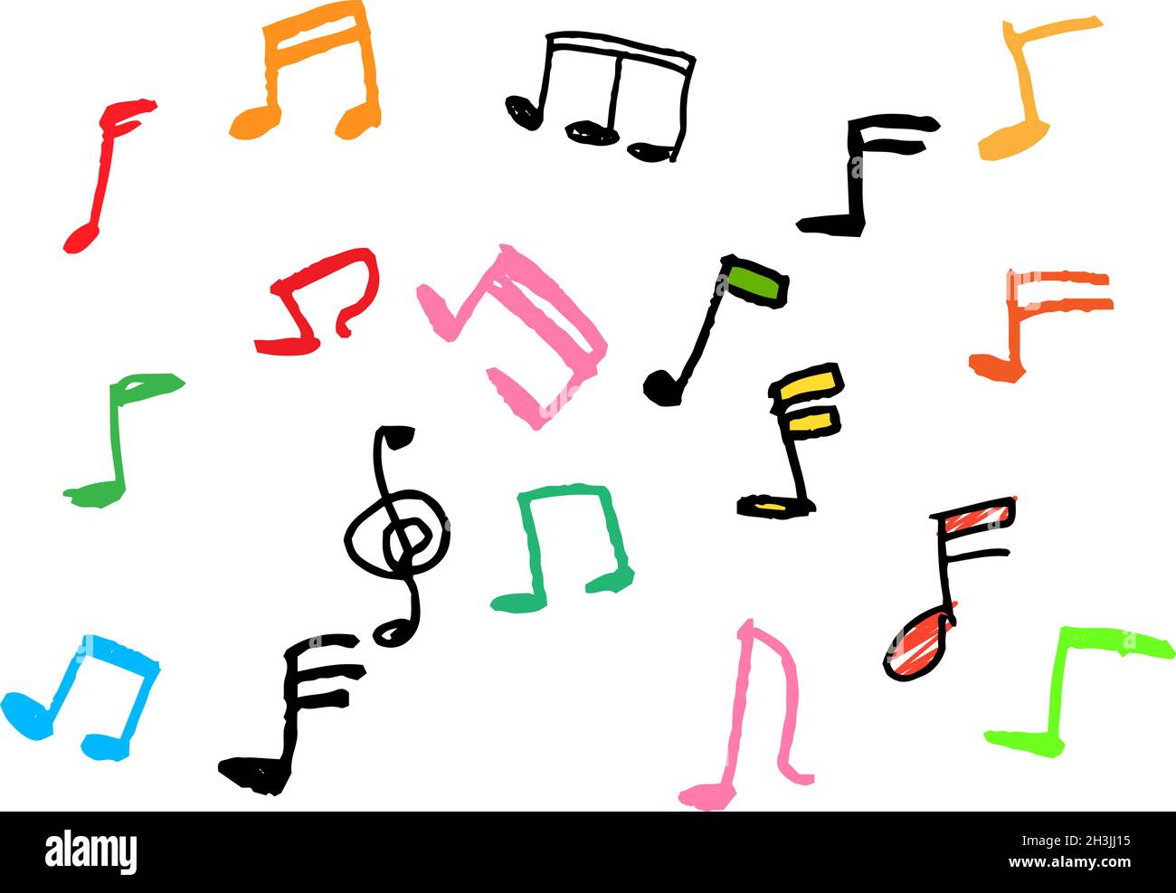 This is a illustration of Cute musical note scribbles drawn by children ...