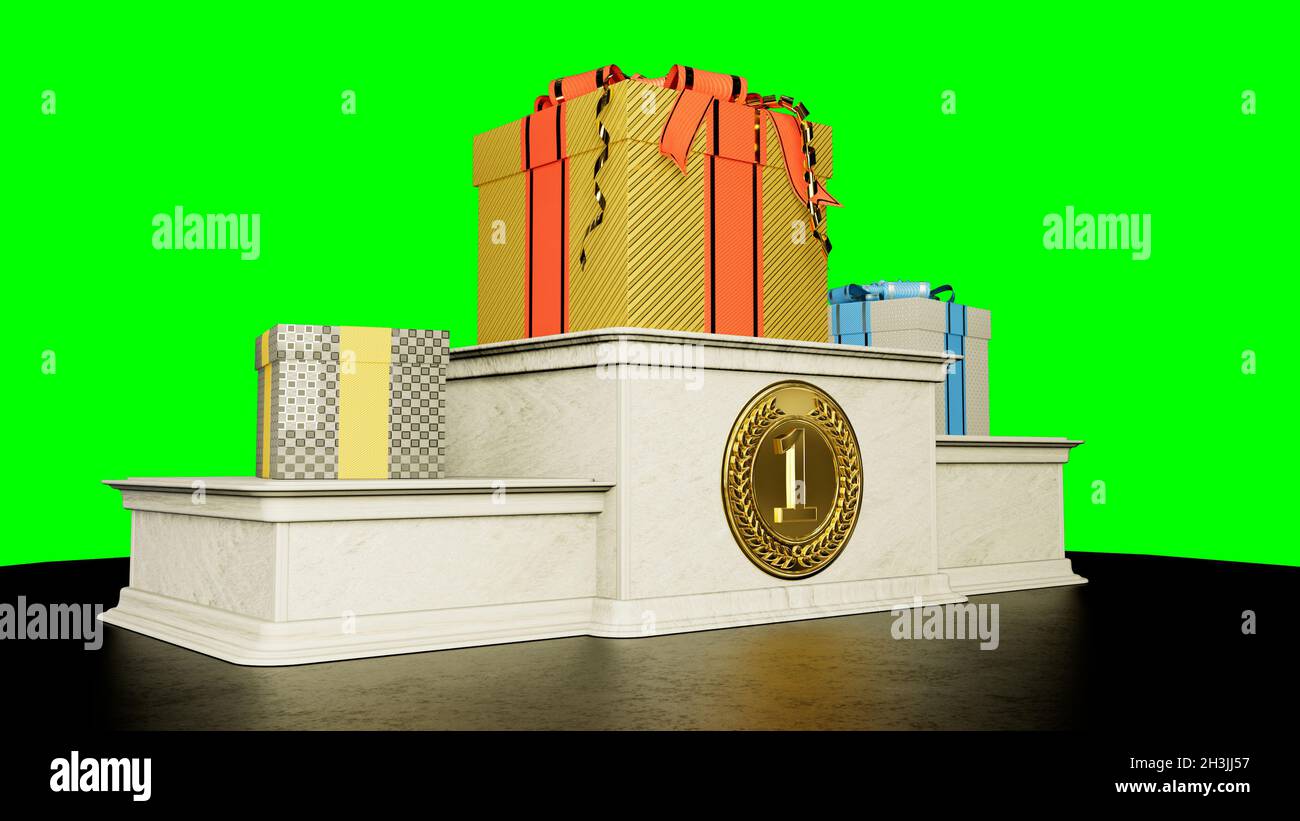 winners podium with gift boxes - 1st prize concept, isolated - object ...