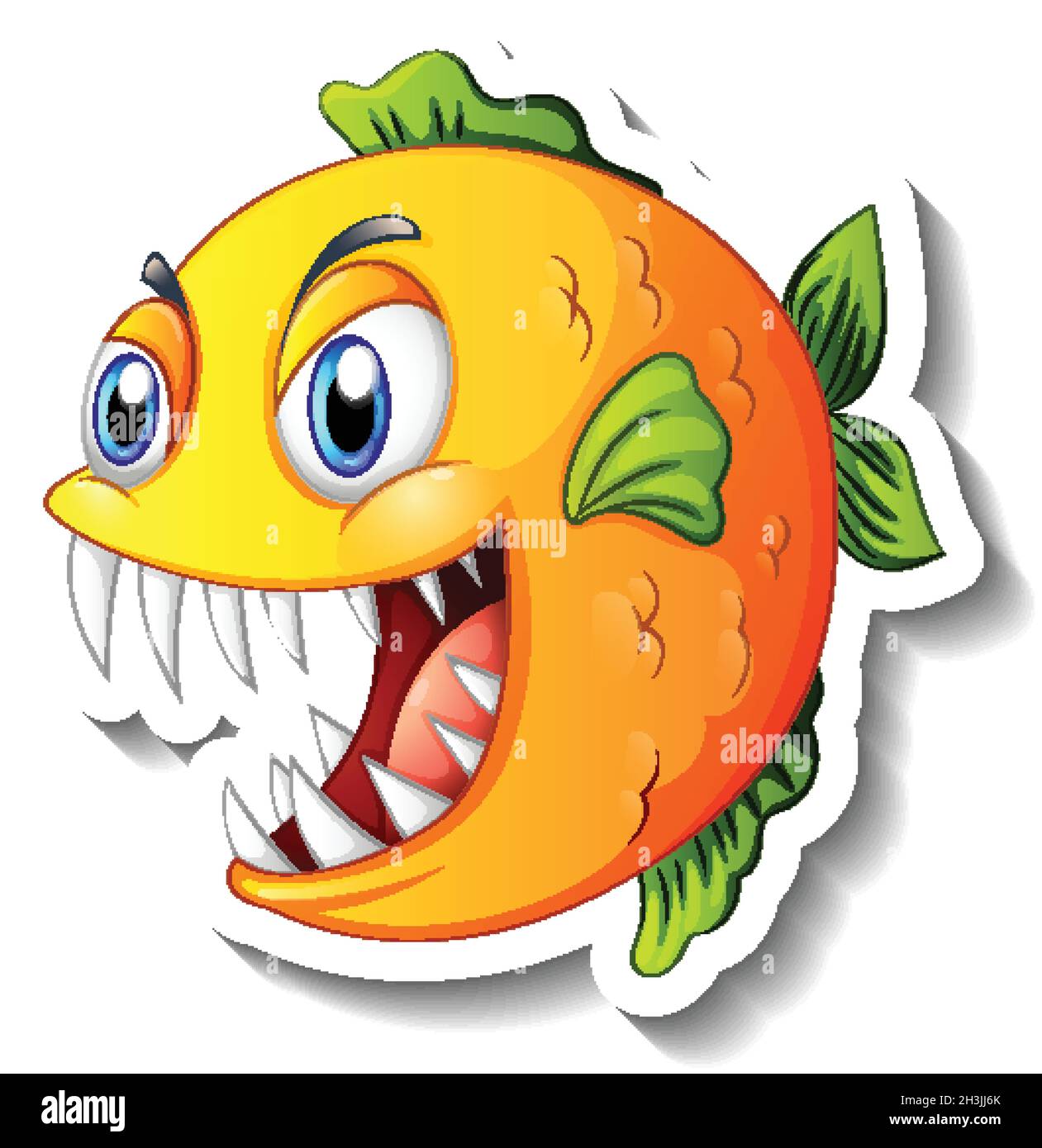 Angry piranha fish cartoon sticker illustration Stock Vector Image ...