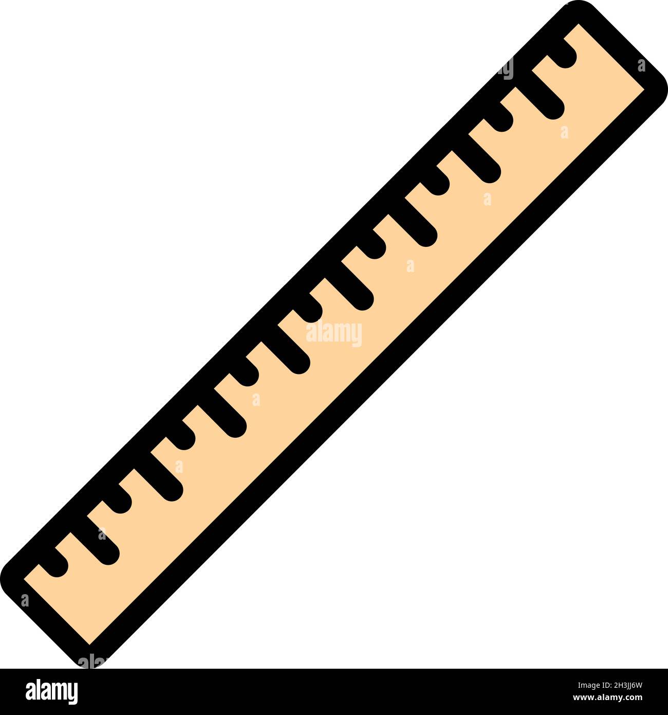 Carpenter ruler icon. Outline carpenter ruler vector icon color flat ...