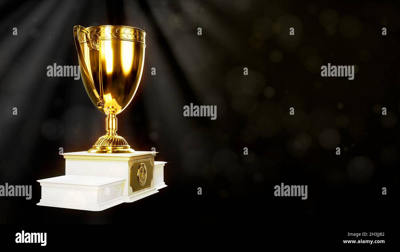 prize bowl on bokeh backdrop with free place - abstract 3D illustration ...