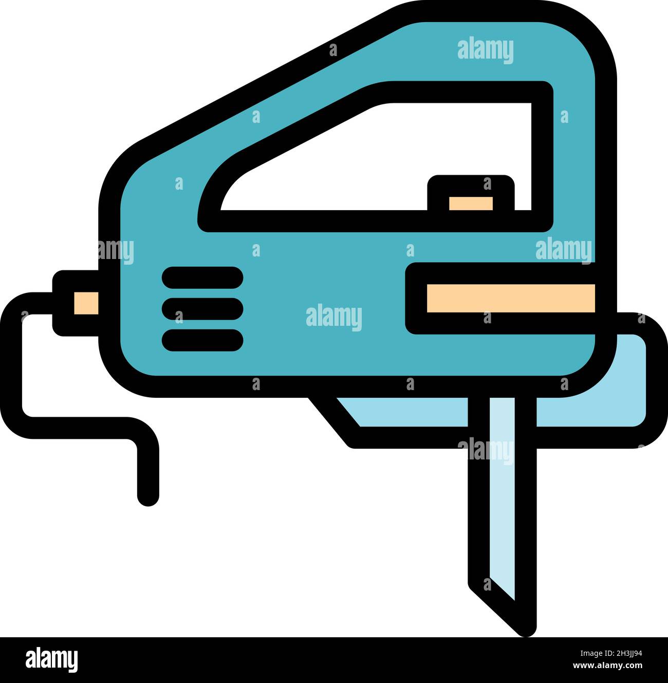 Electric saw icon. Outline electric saw vector icon color flat isolated ...