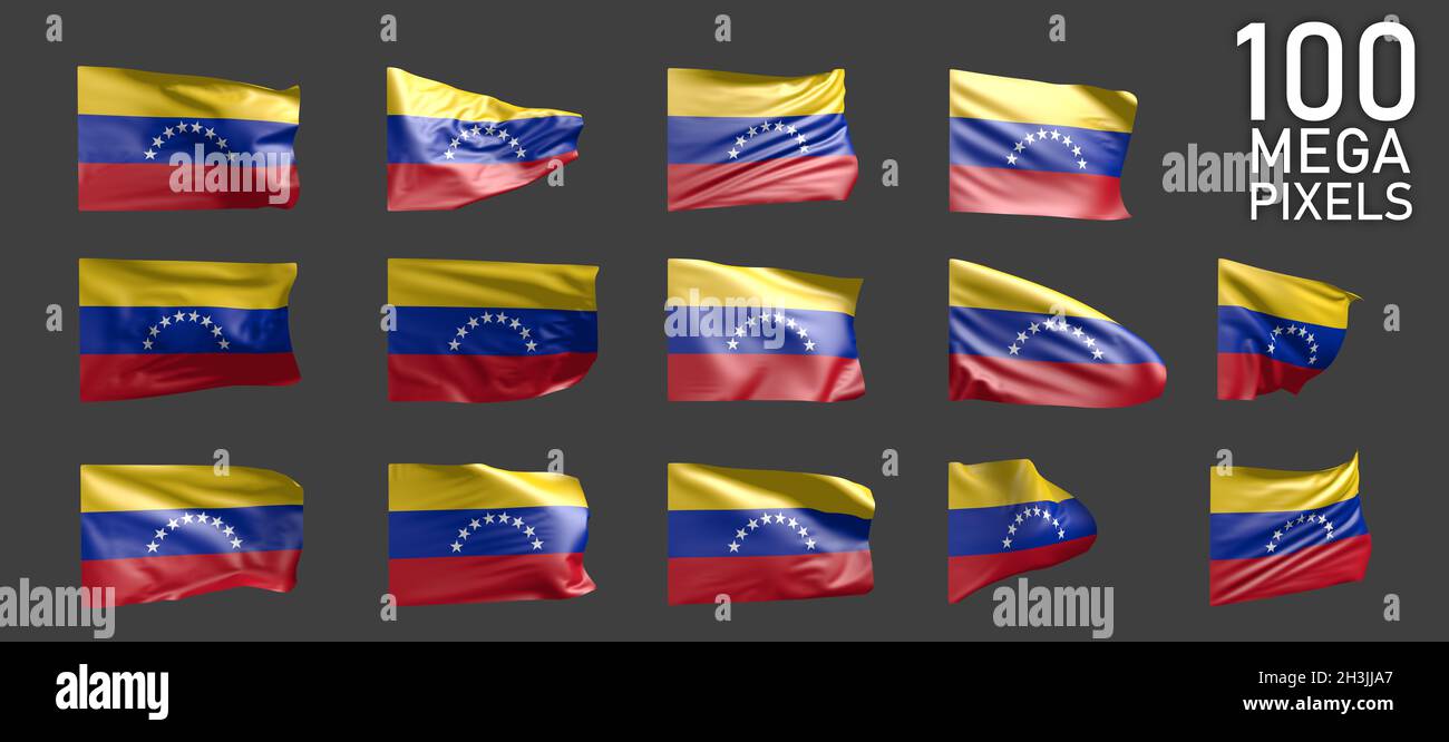 14 different images of Venezuela flag isolated on grey background - 3D ...