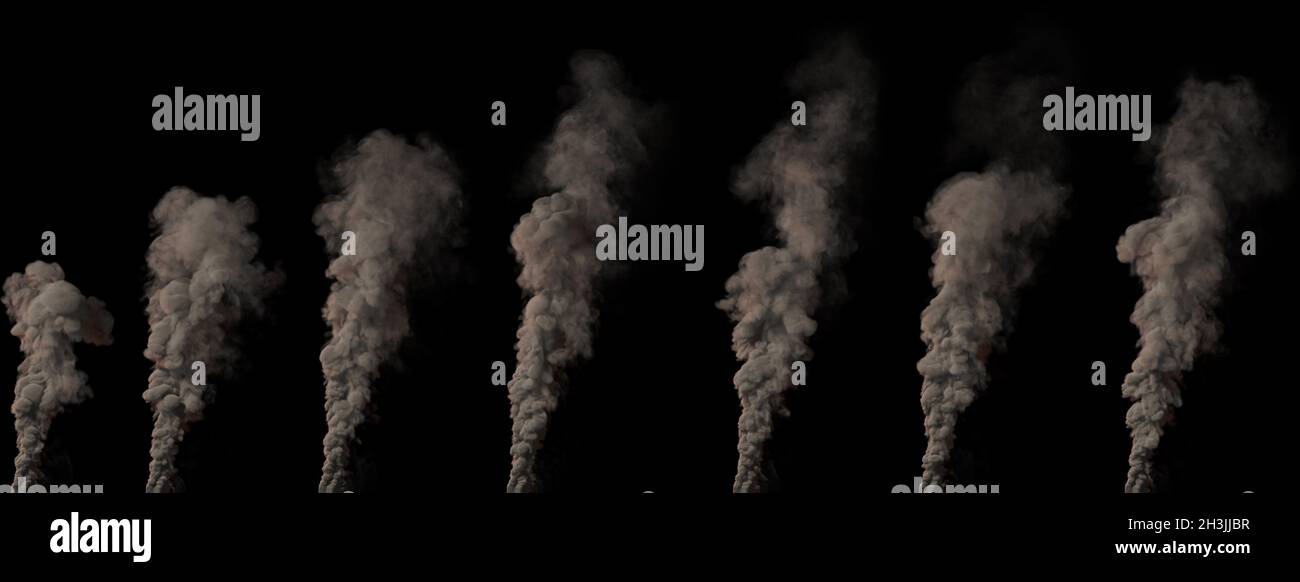 big column of toxic smoke on black isolated - cgi industrial 3D ...