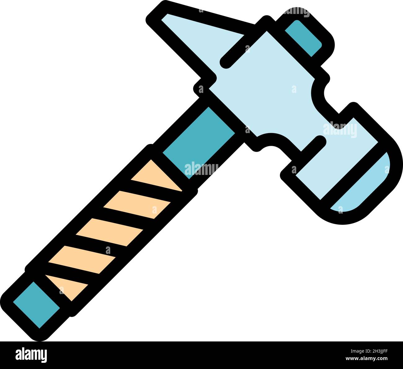 Carpenter hammer icon. Outline carpenter hammer vector icon color flat ...