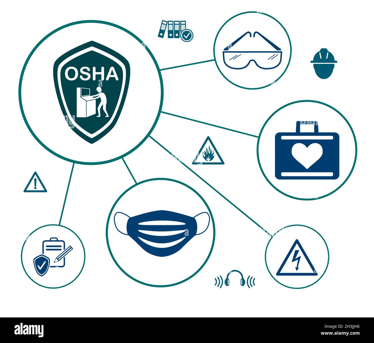 Concept of osha with connected icons Stock Photo - Alamy
