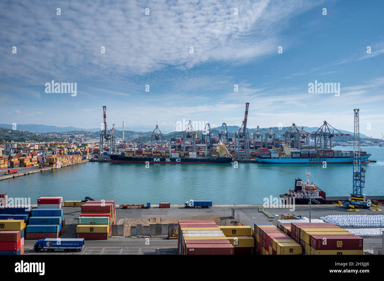 La Spezia, SP, Italy - October 19 2021: Container Freight Terminal of ...