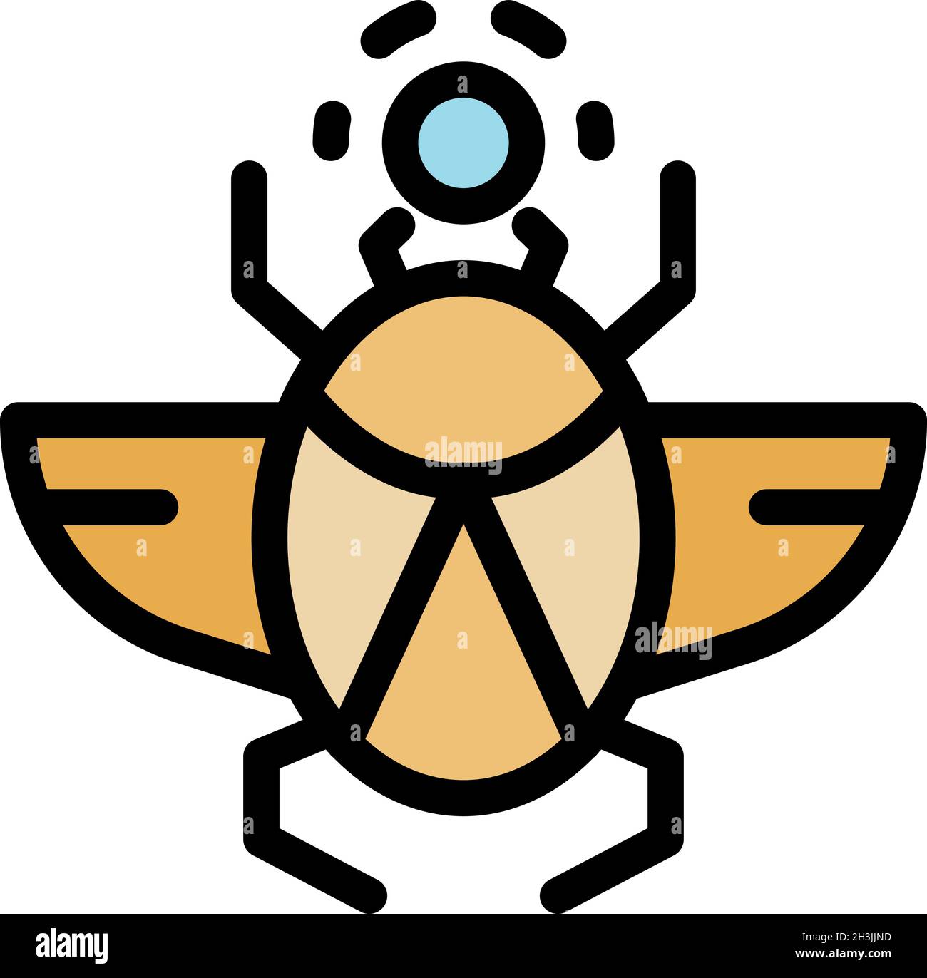 Scarab beetle icon. Outline scarab beetle vector icon color flat ...