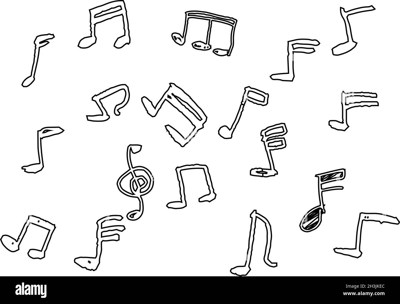 This is a illustration of Cute musical note scribbles drawn by children ...