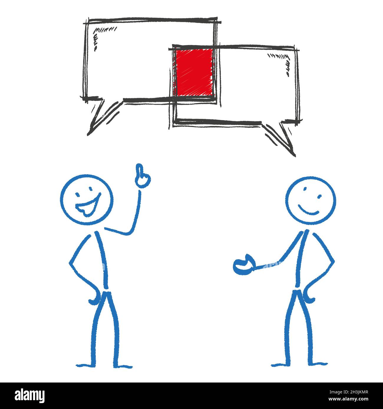 Stickman 2 Speech Bubbles Crosstalk Stock Photo - Alamy