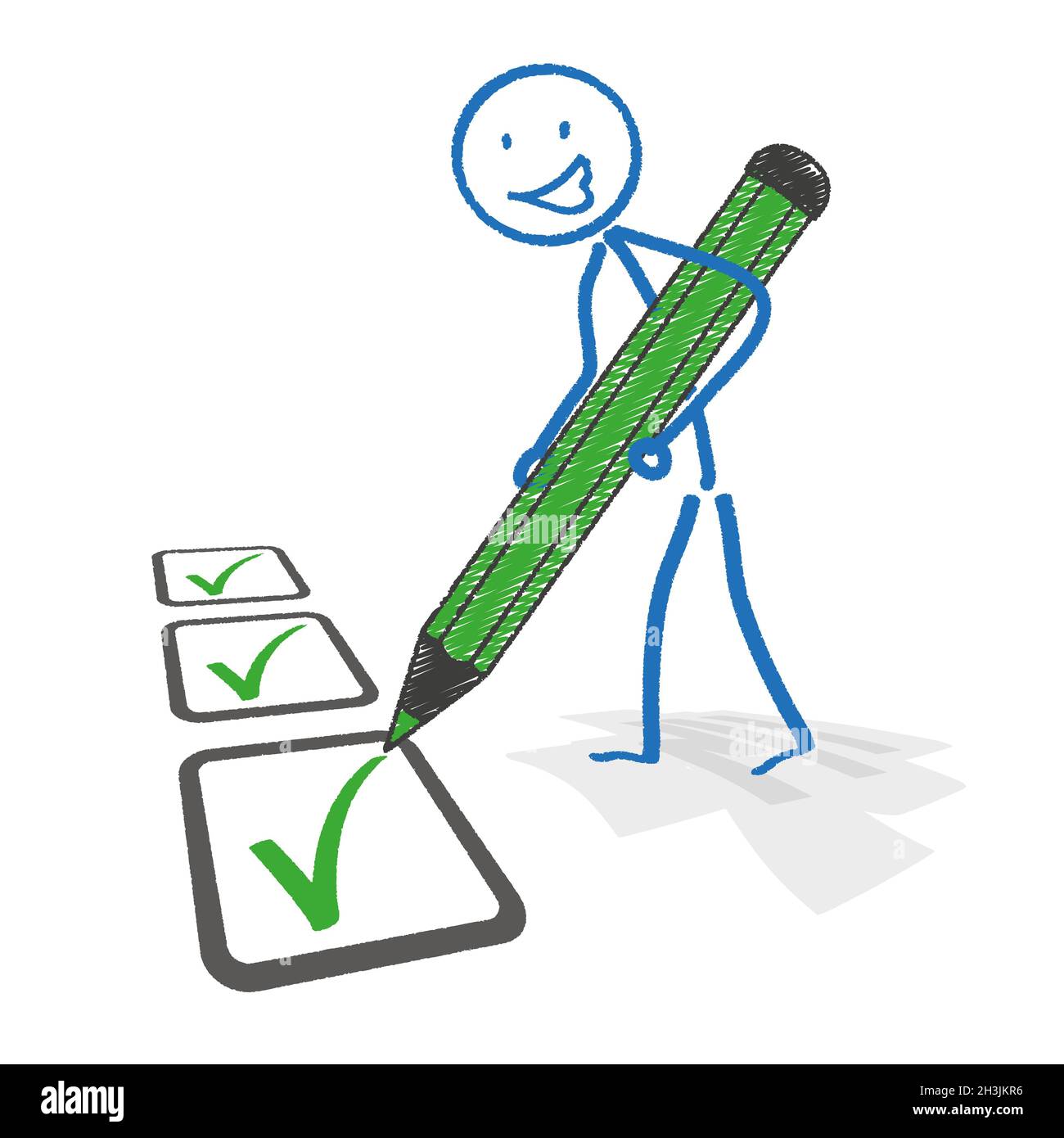Stickman Checklist Pen Stock Photo - Alamy