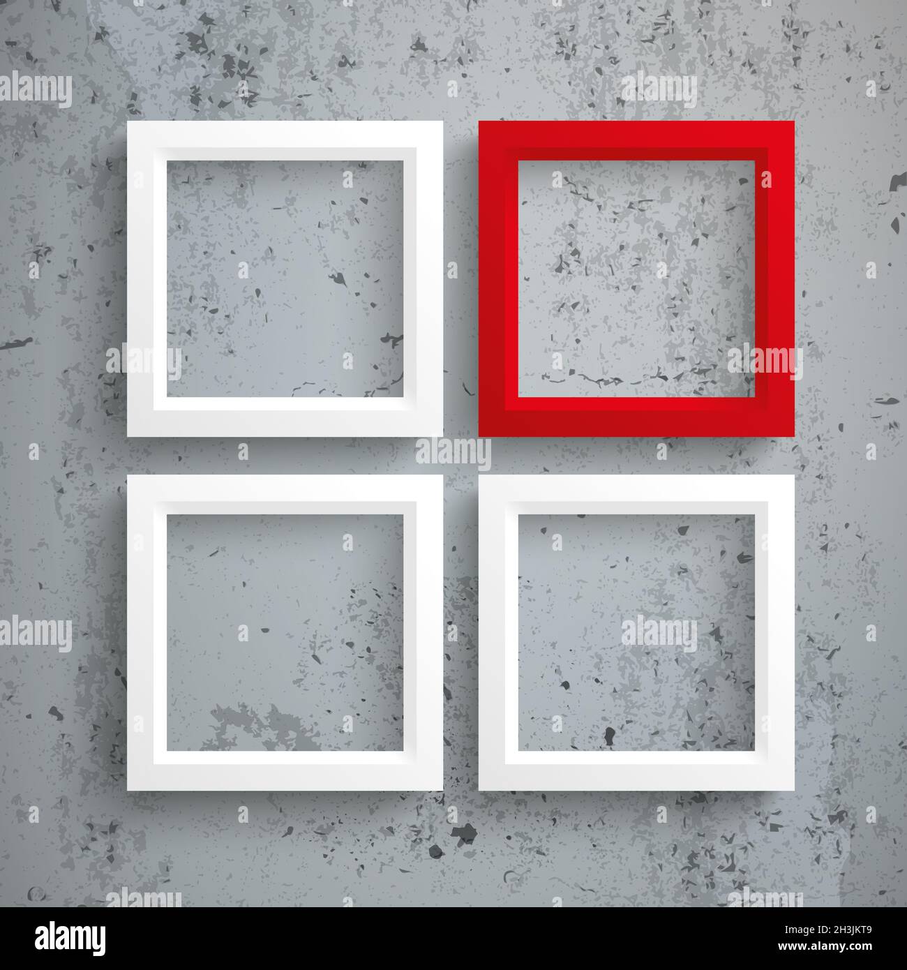 3 White 1 Red Frames Concrete Stock Photo - Alamy