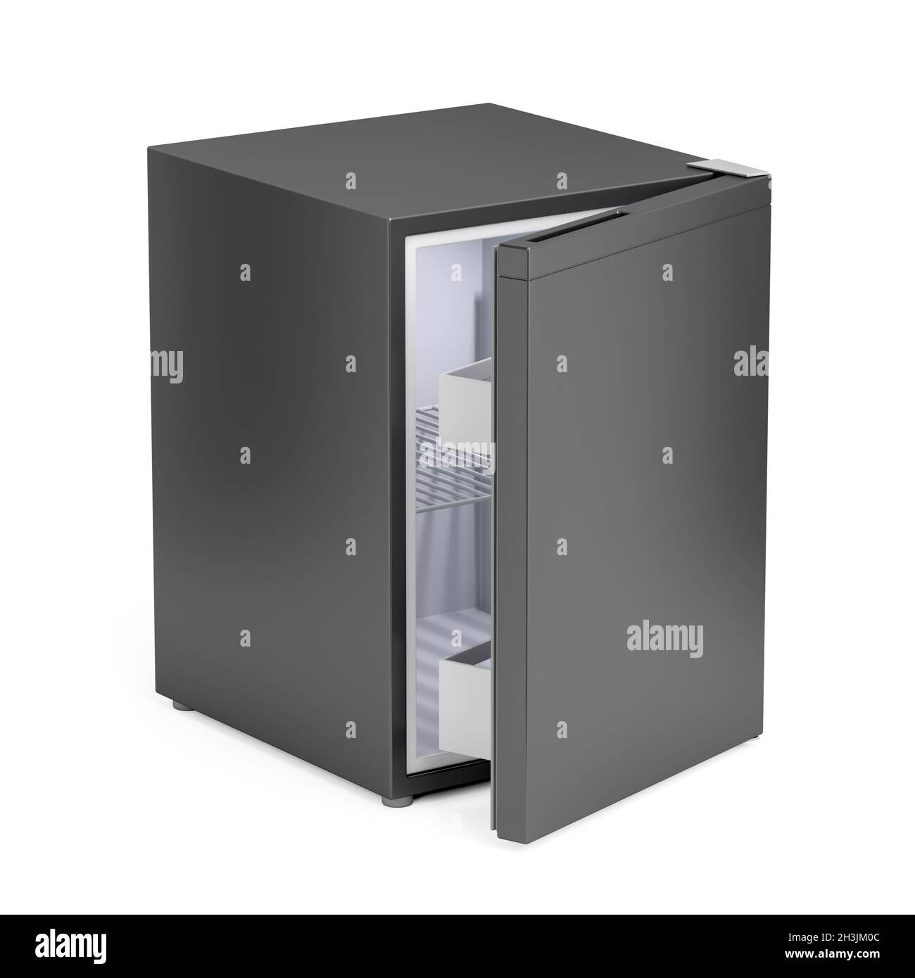 Small black refrigerator on white background Stock Photo - Alamy