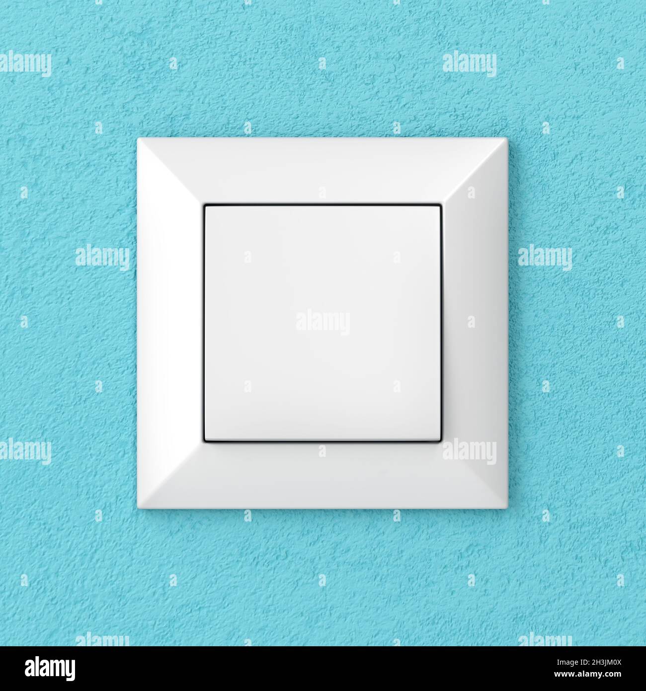 Light switch on blue wall, front view Stock Photo - Alamy