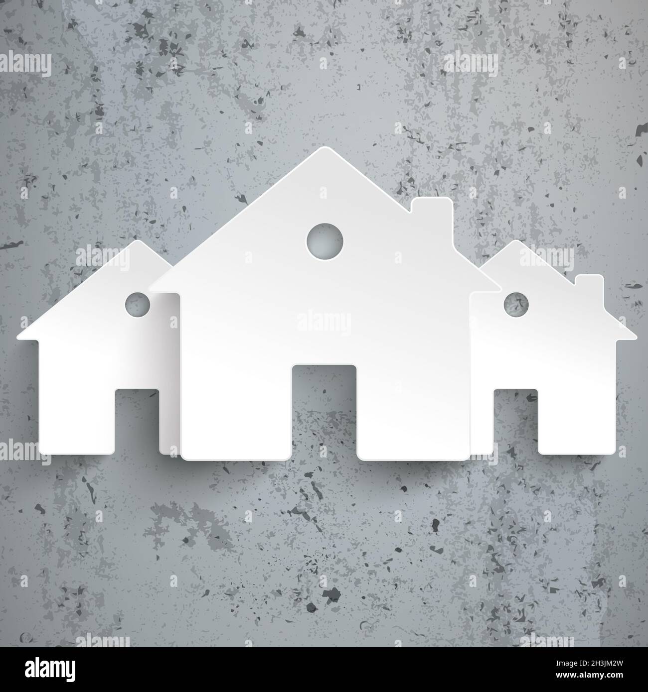 Three White Paper Houses Concrete Stock Photo - Alamy