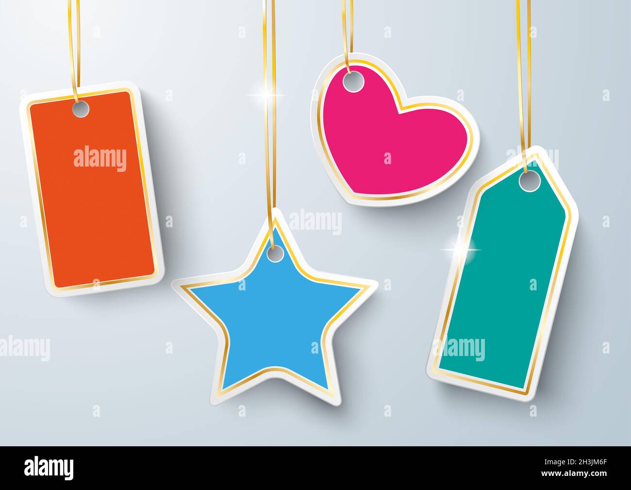 Colored Golden Price Stickers Golden Ribbons PiAd Stock Photo - Alamy