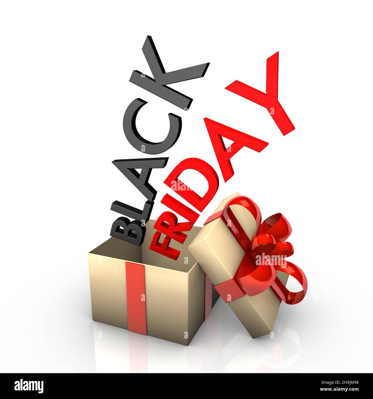 Golden Gift Box Black Friday Stock Photo - Alamy