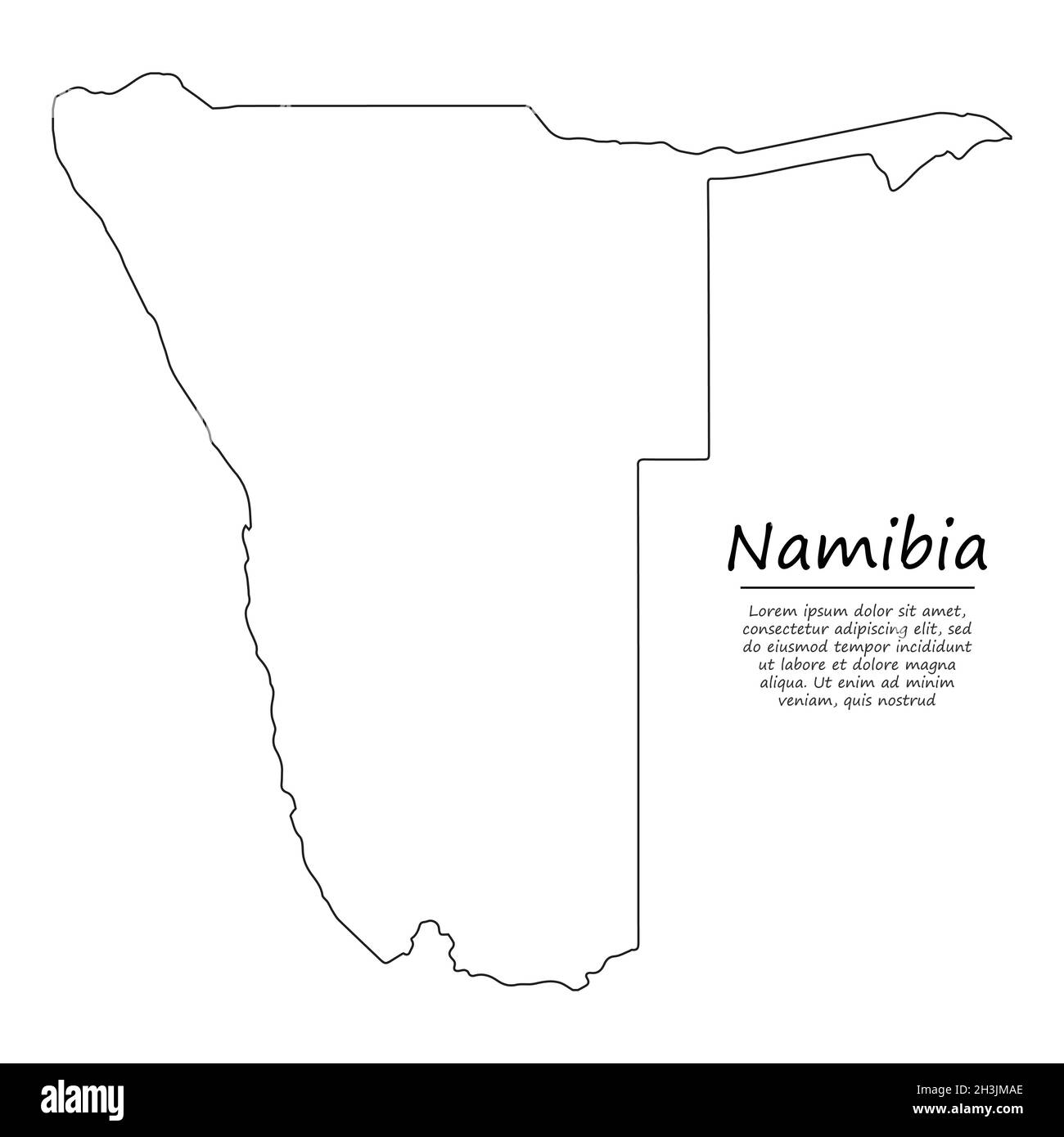Namibia vector outline map Black and White Stock Photos & Images - Alamy