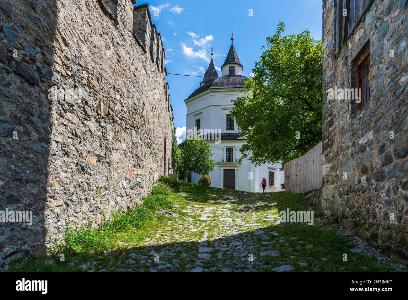 South Tyrol. Ancient city of Chiusa. Fortress and spirituality Stock ...