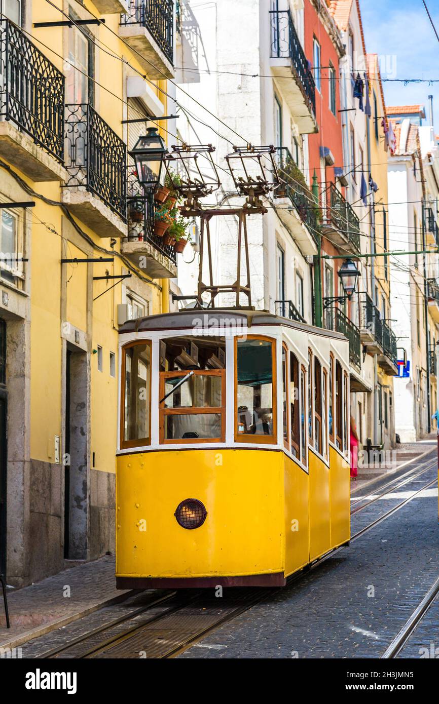 Lisbon's Gloria funicular Stock Photo - Alamy