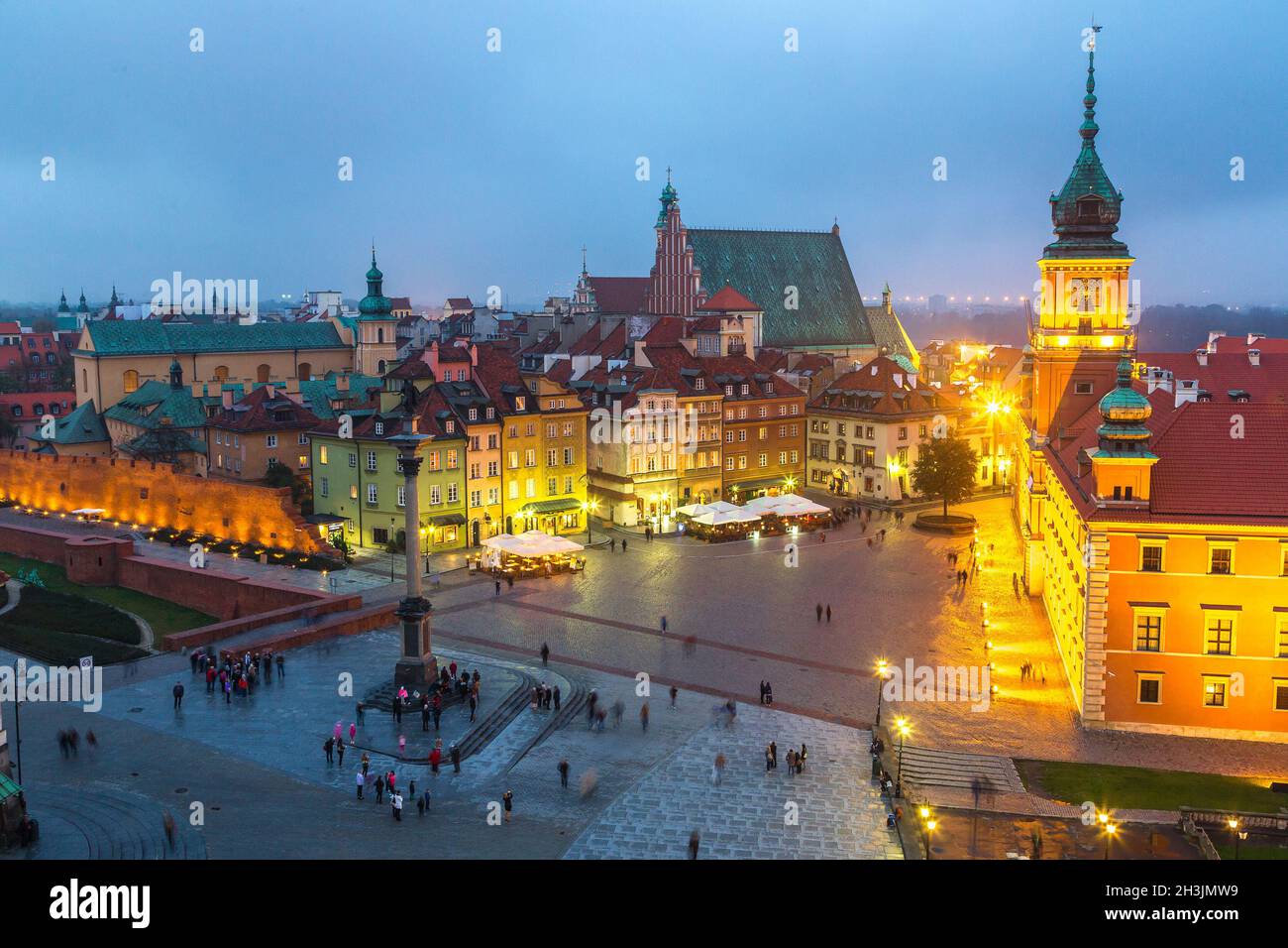 Warsaw square night aerial hi-res stock photography and images - Alamy