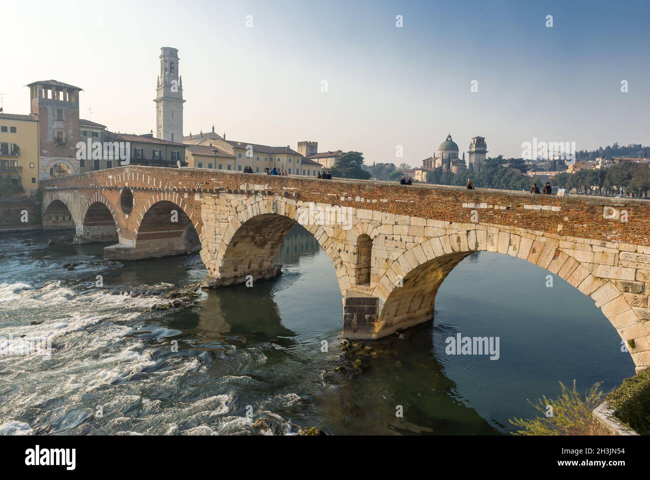 Ponte Pietra in the old town of Verona Stock Photo - Alamy