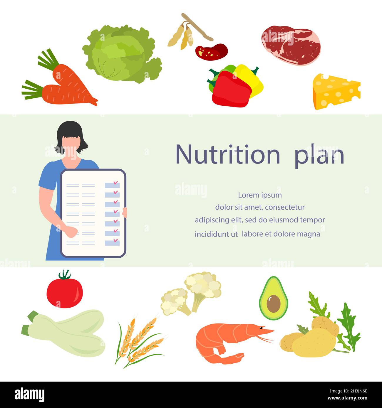 Vector illustration Nutritional consultant tells nutrition plan. Proper ...