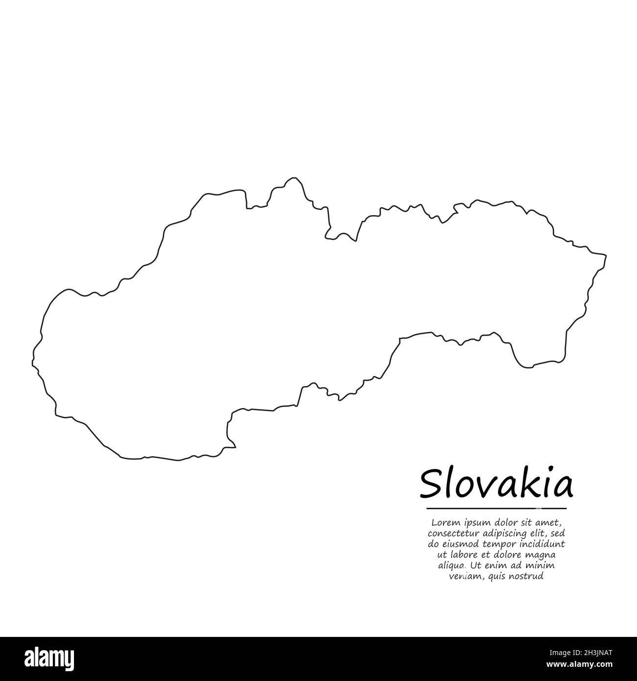 Slovakia map flat hand draw Black and White Stock Photos & Images - Alamy