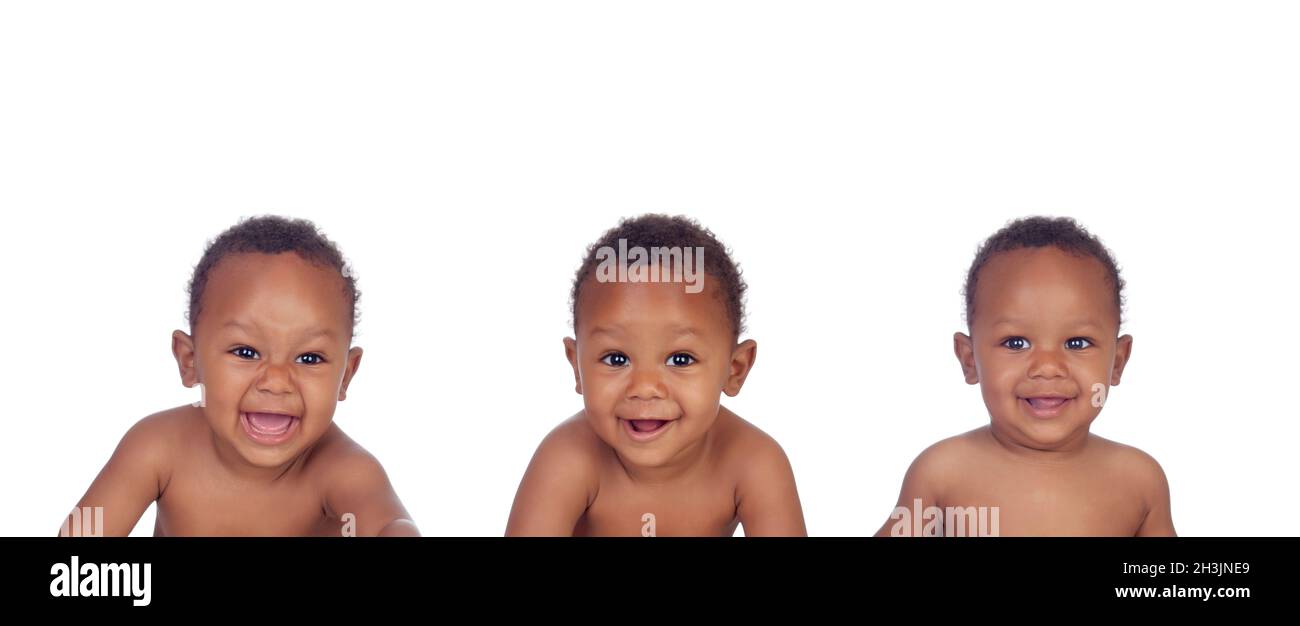 Three equal African babies isolated on a white background Stock Photo ...