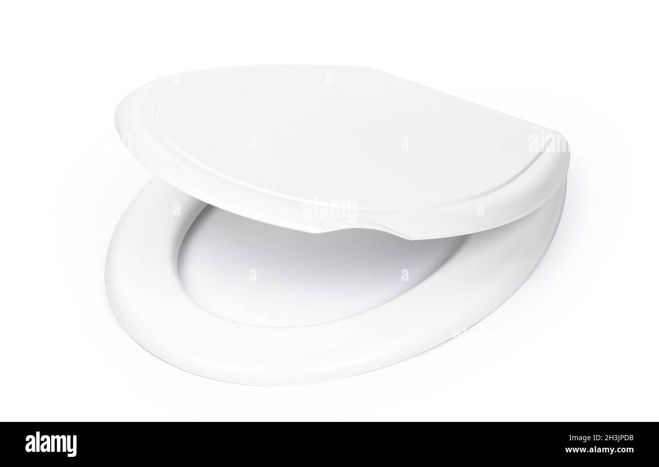 White toilet seat isolated on white background Stock Photo - Alamy
