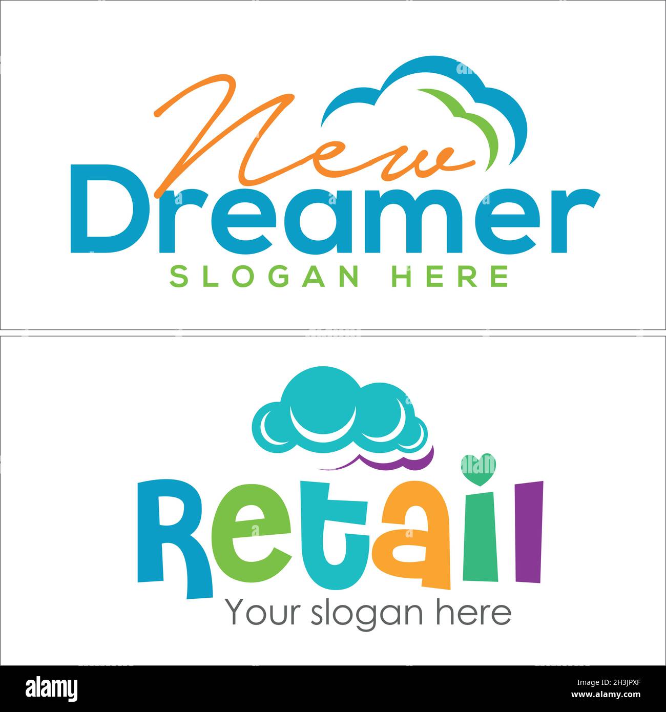 Modern retail shop children cloud wordmark colorful logo design Stock ...