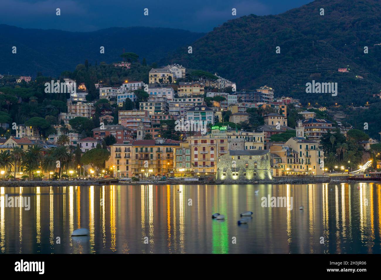 Nightview of Rapallo Stock Photo - Alamy