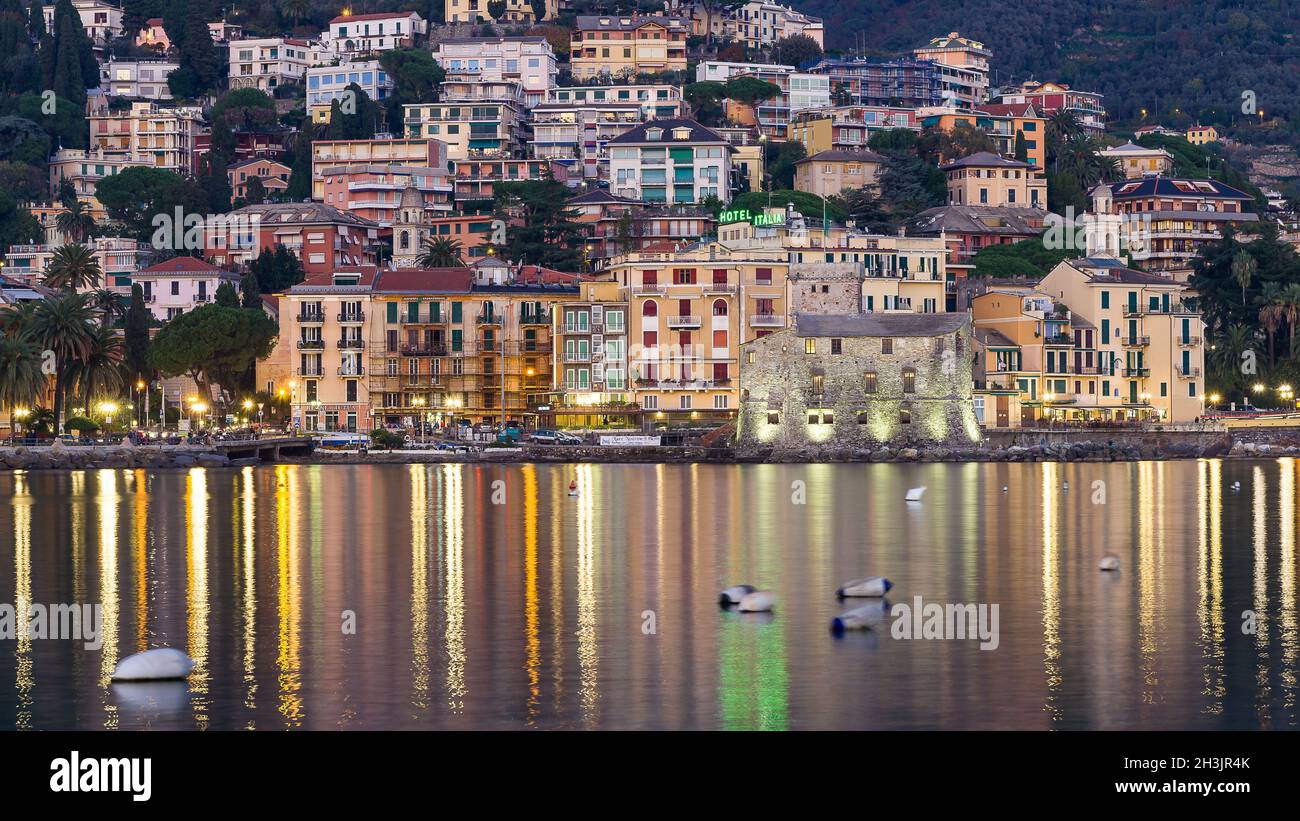 Nightview of Rapallo Stock Photo - Alamy
