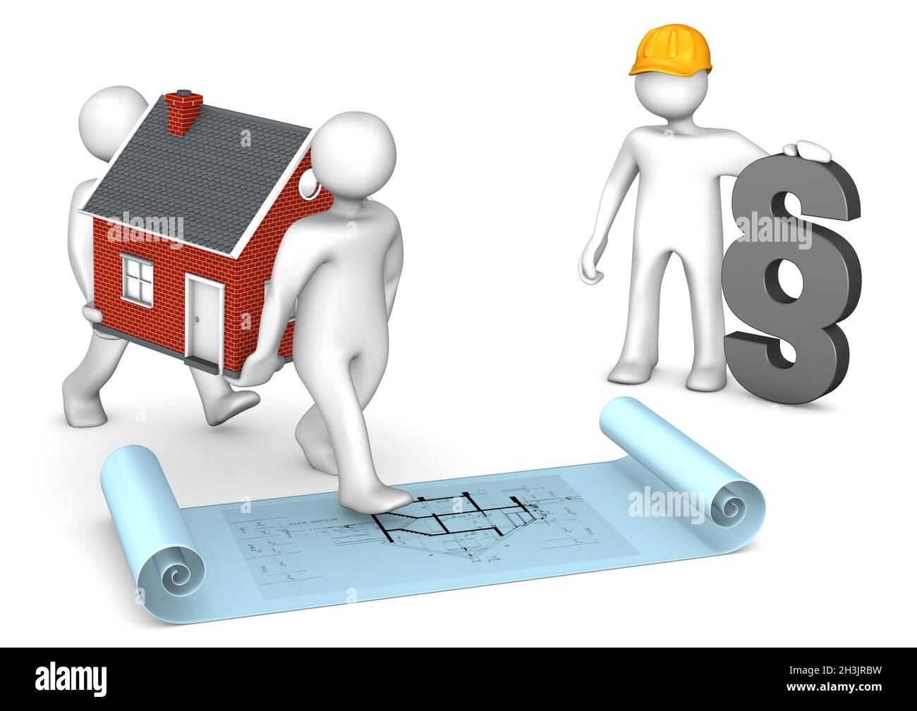 Manikins House Construction Plan Paragraph Stock Photo - Alamy