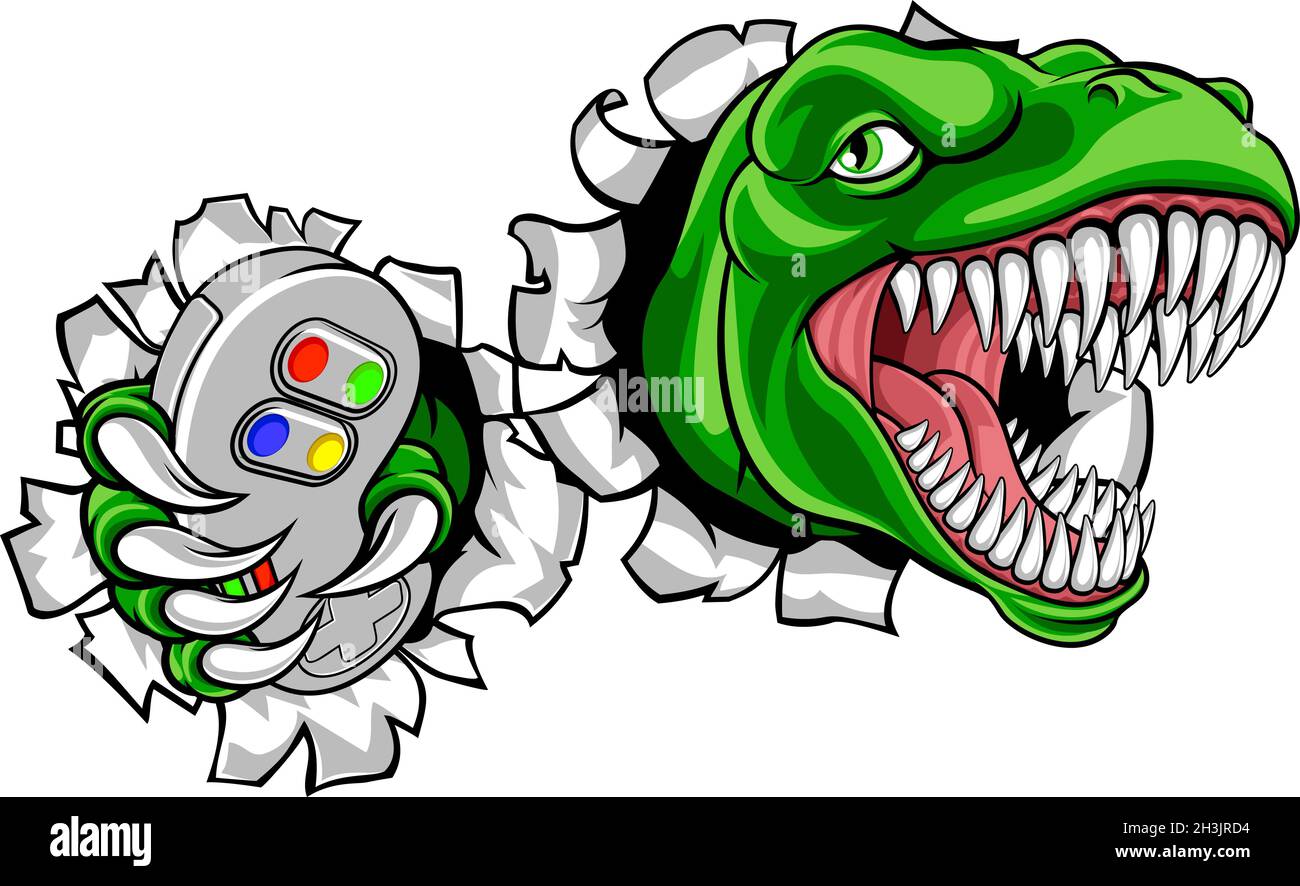 Dinosaur Gamer Video Game Controller Mascot Stock Vector Image & Art ...