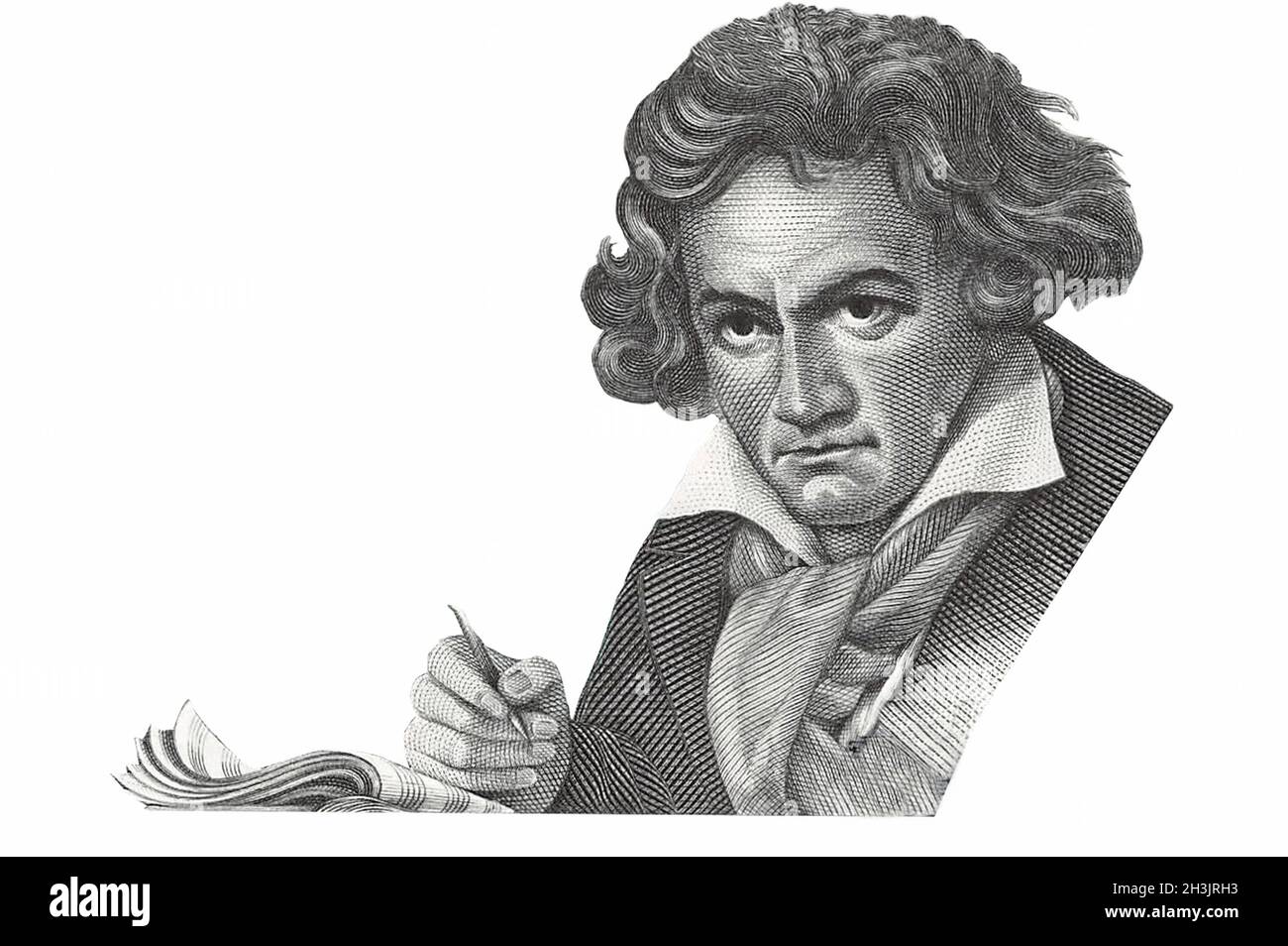 German composer Ludwig van Beethoven isolated on white background Stock ...