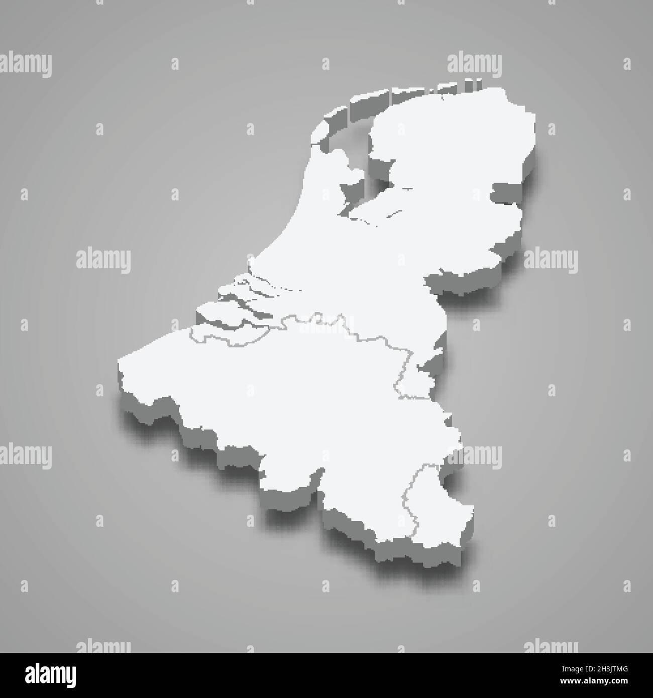 3d isometric map of Benelux region, isolated with shadow vector illustration Stock Vector Image ...