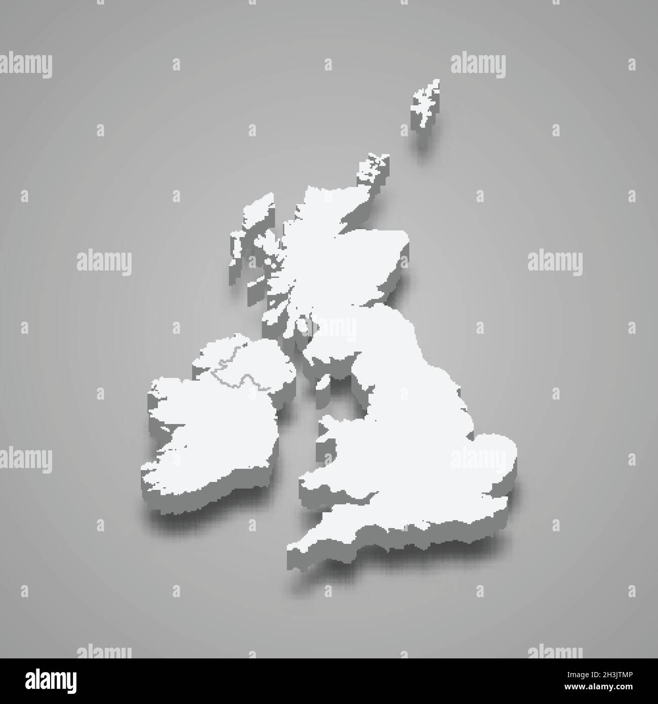 3d isometric map of British Isles region, isolated with shadow vector illustration Stock Vector ...