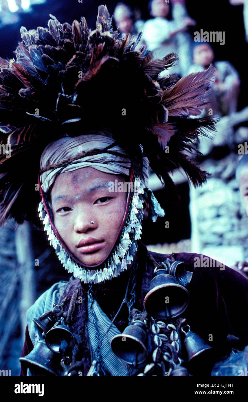 Nepal, Rukum area, Kham Magar ethnic group shaman Stock Photo - Alamy