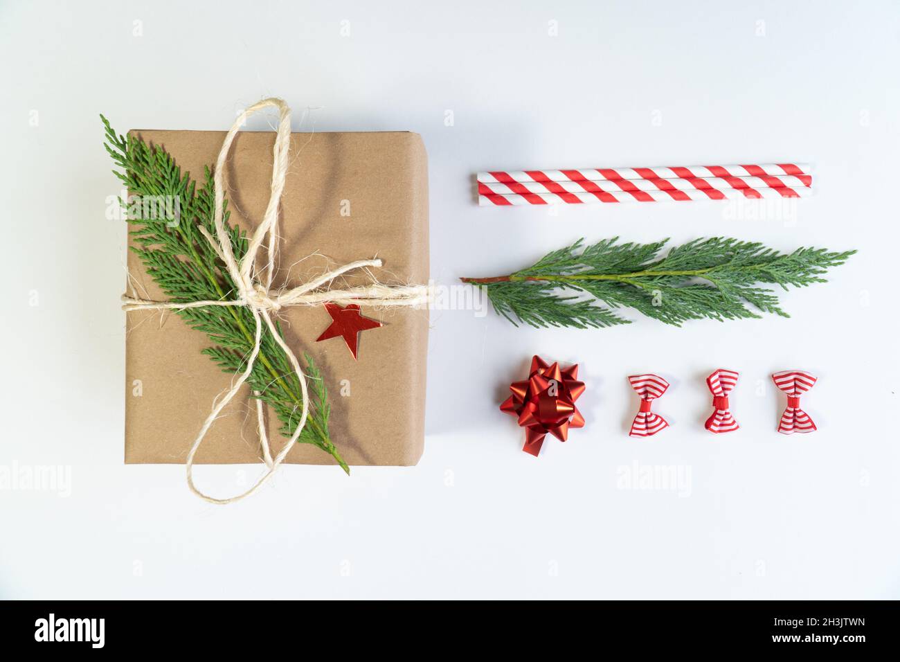 Christmas gift box concept, top view christmas concept idea photo on ...