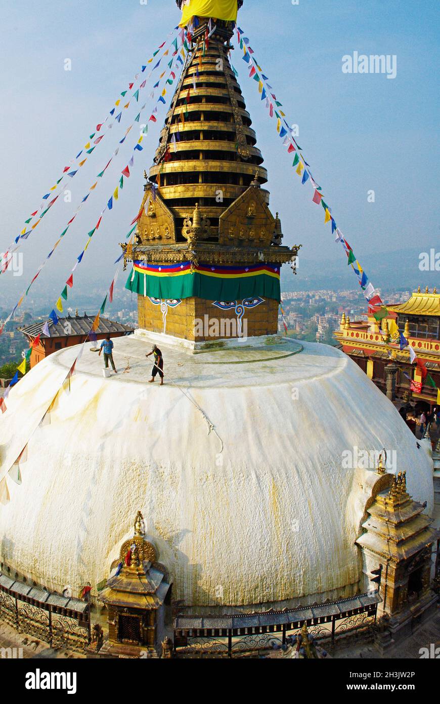Nepal, Kathmandu valley, Swayambunath stupa, The stupa is regularly ...