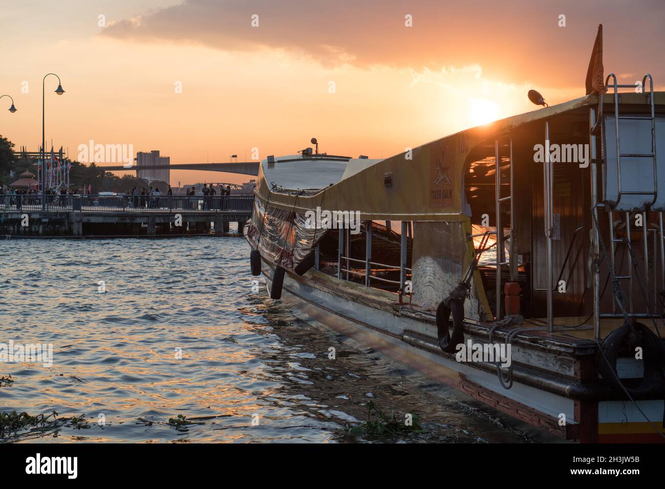 Pier for traveling along Chao Phraya River on regular city boat line in ...