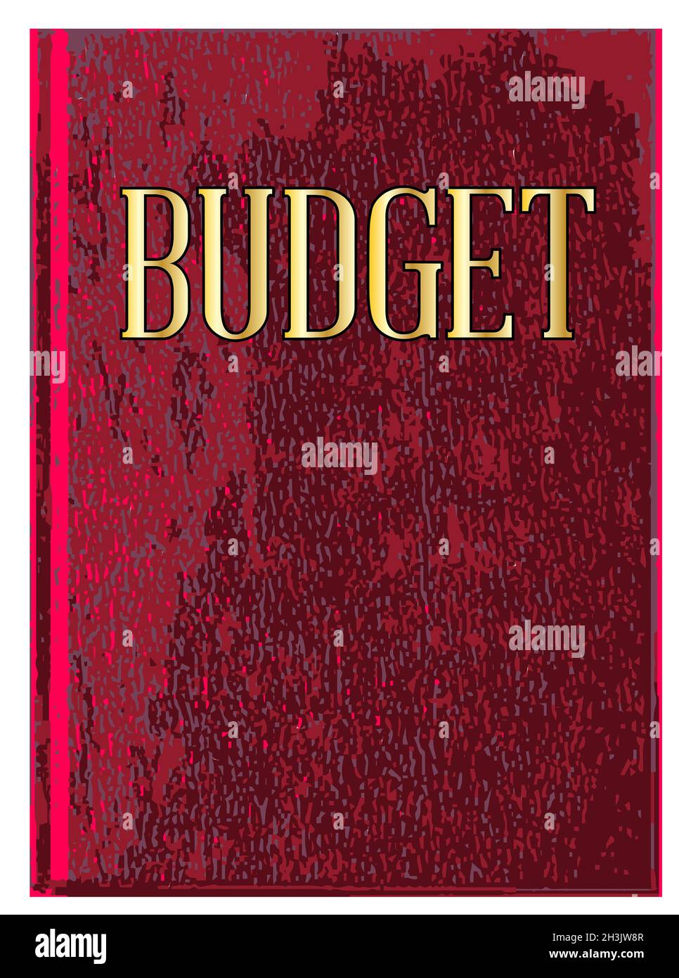 The front cover of a budget book in red mottle over a white background ...
