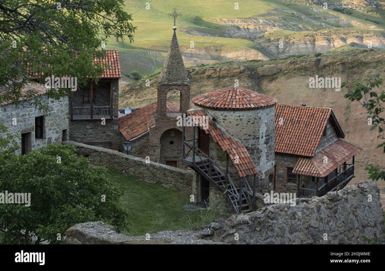 View from top to David Gareja cave monastery complex. Kakheti. Georgia ...